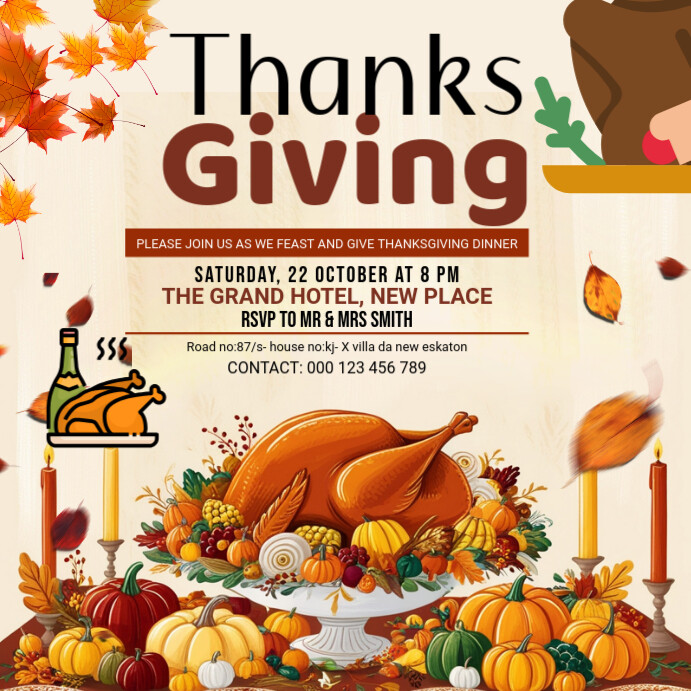 Maximalist Friendsgiving Social Media Ad Instagram Post Template ...