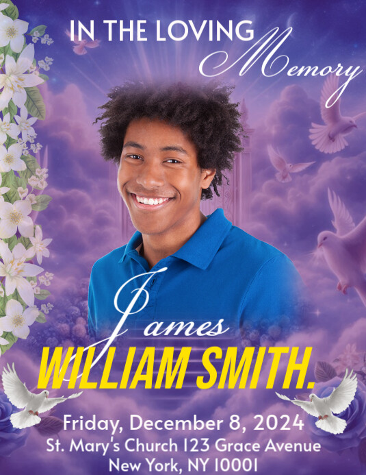 Maximalist Funeral Flyer Death Anniversary Announcement Flyer (us ...