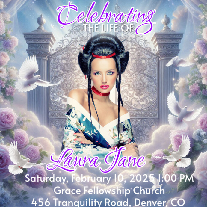 Maximalist Funeral Memorial Announcement Flyer Instagram Post Template ...