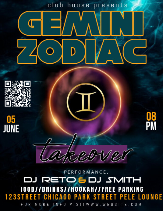 Maximalist Gemini Zodiac Party Flyer (us Letter) Template | PosterMyWall