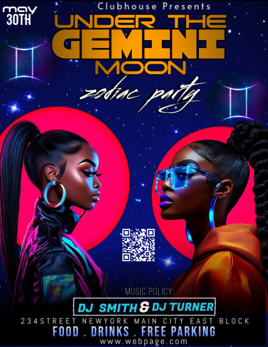 Copy of Maximalist Gemini Zodiac Party Flyer (us Letter) | PosterMyWall