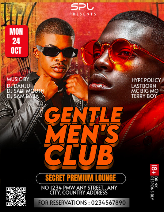 Maximalist Gentle Men's Club Flyer (us Letter) Template | PosterMyWall