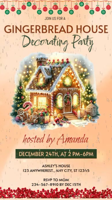 Maximalist Gingerbread House Decorating Party Instagram Story Template ...