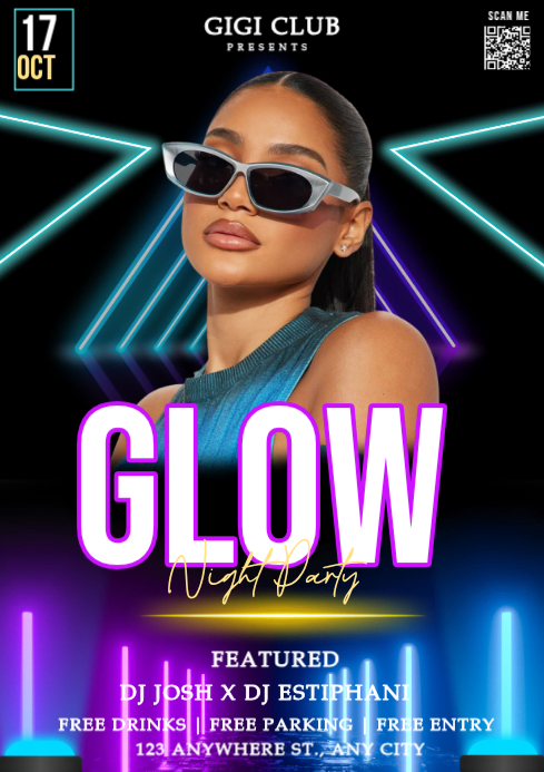 Maximalist Glow Night Party / Night Party A4 Template | PosterMyWall