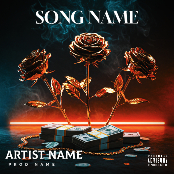 Maximalist Golden Roses With Money Cash Album Cover Template | PosterMyWall