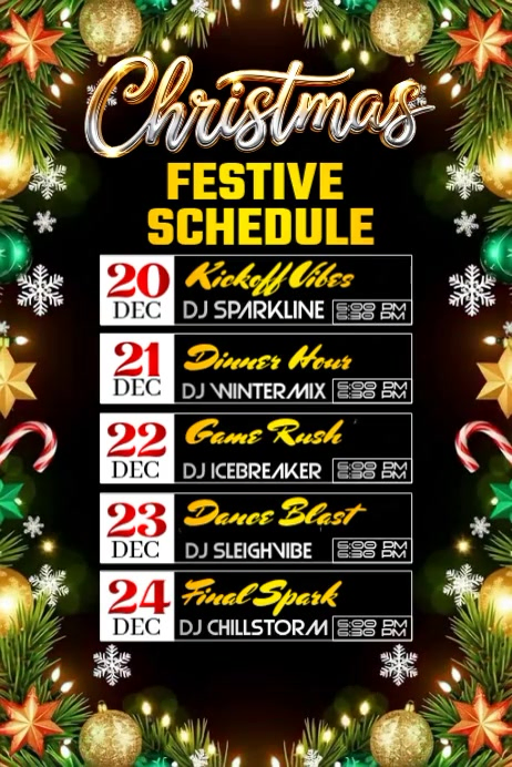 Maximalist Gradient Christmas Event Lineup Template | PosterMyWall