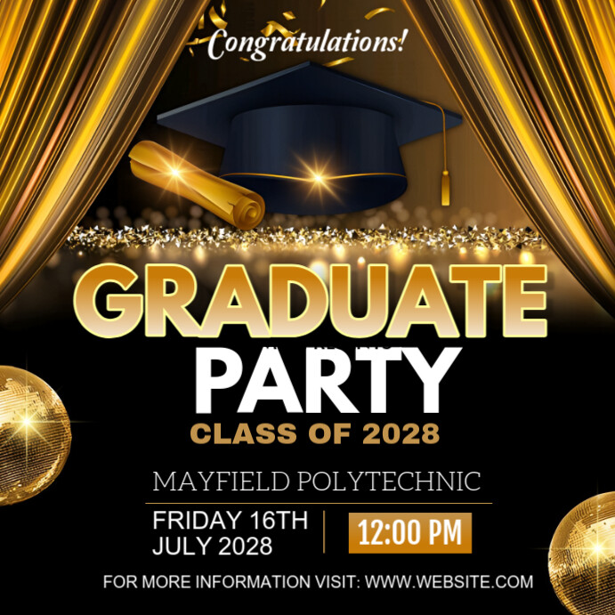 Maximalist Graduate Party Ads Instagram Post Template | PosterMyWall