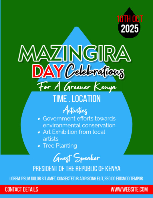 Maximalist Green Mazingira Day Celebrations Flyer (us Letter) Template ...