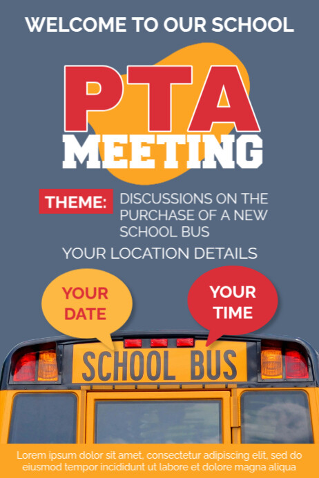 Plantilla de Maximalist Grey PTA Meeting School Poster | PosterMyWall