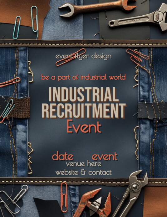 Plantilla de Maximalist Grungy Denim Job Fair Flyer – Tool-themed ...