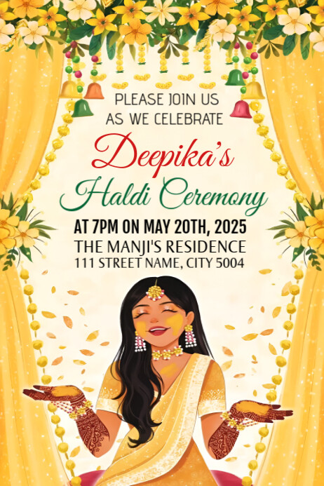 Maximalist Haldi Ceremony Poster Template | PosterMyWall