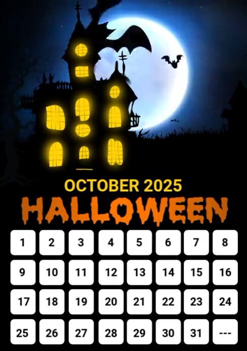 Maximalist Halloween Calendar 2025 A4 Template | PosterMyWall