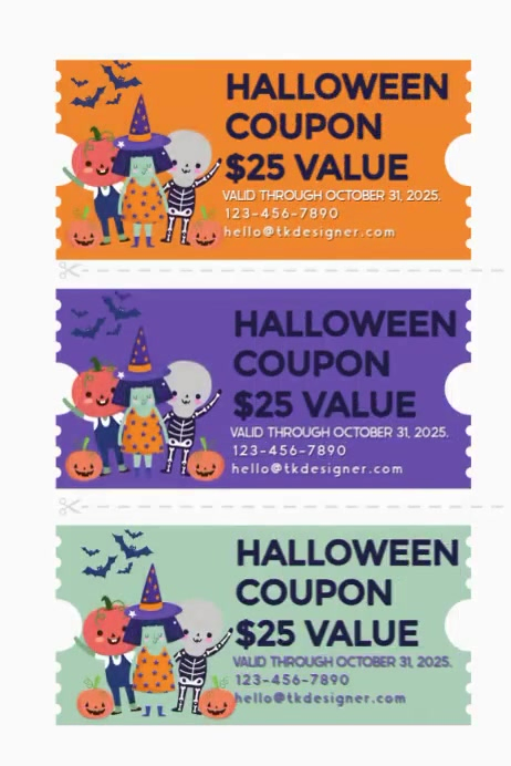 White Halloween Coupon Posters Template | PosterMyWall