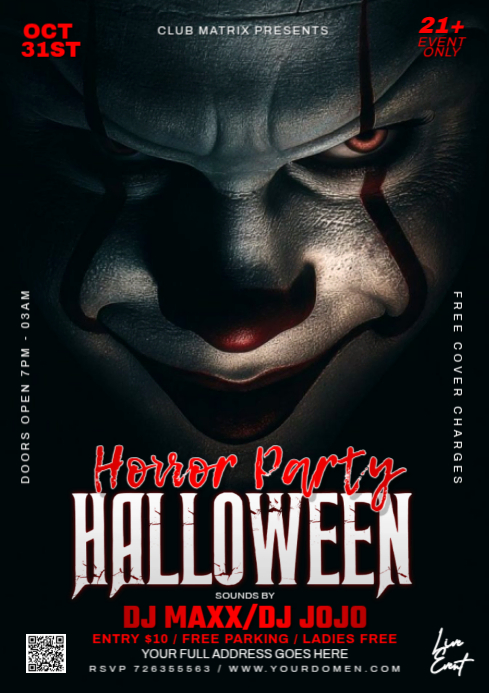 Plantilla de Maximalist Halloween Horror Party A4 | PosterMyWall