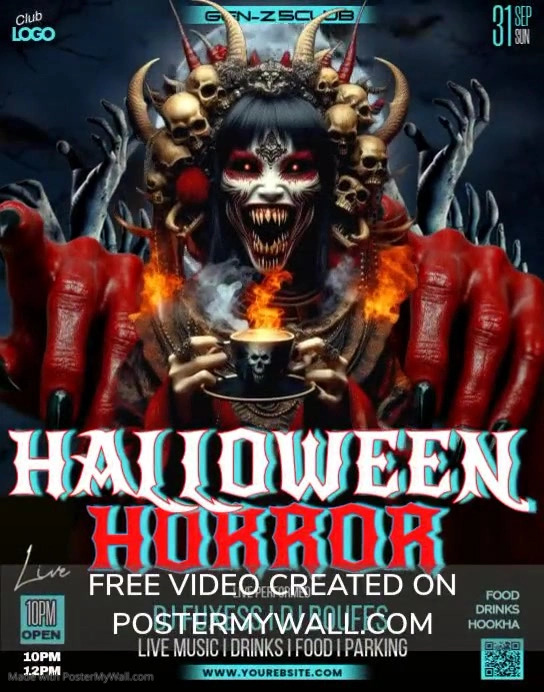 Maximalist Halloween Horror Party Poster/wallboard Template | PosterMyWall
