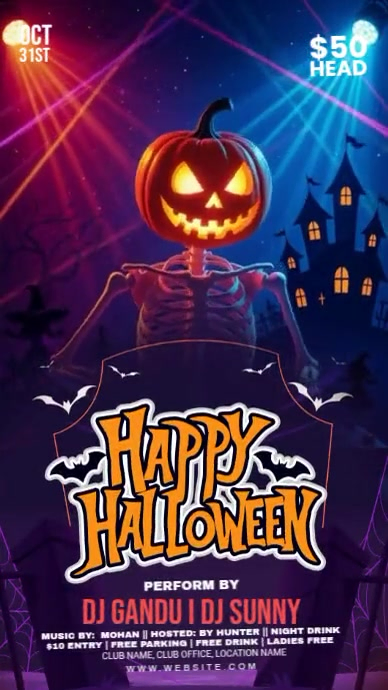 Maximalist Halloween Party Instagram Story Template | PosterMyWall