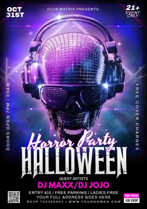 Maximalist Halloween Party Night A4 Template | PosterMyWall