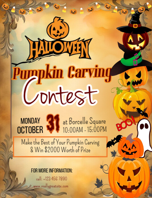 Maximalist Halloween Pumpkin Carving Contest Flyer (us Letter) Template ...