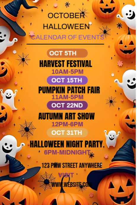 Maximalist Halloween Upcoming Events Poster Template | PosterMyWall