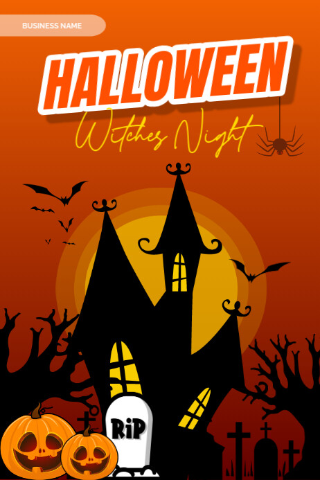 Maximalist Halloween Witches Night Poster Templat | PosterMyWall