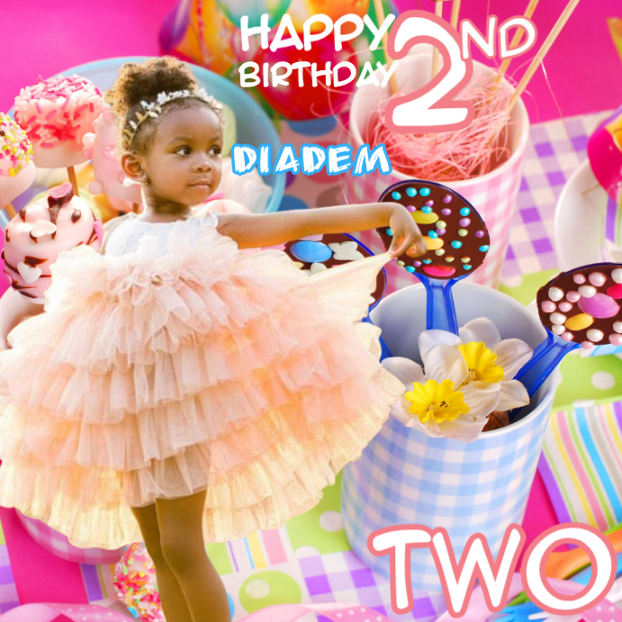 Maximalist Happy 2nd Year Birthday Princess Instagram Post Template ...