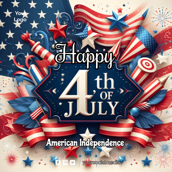 Maximalist Happy 4th July Design Poster Template Instagram Post ...