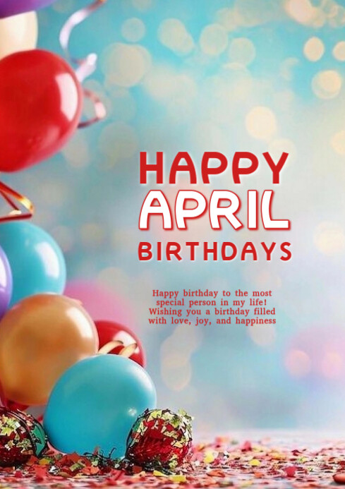 Maximalist Happy April Birthdays A4 Template | PosterMyWall