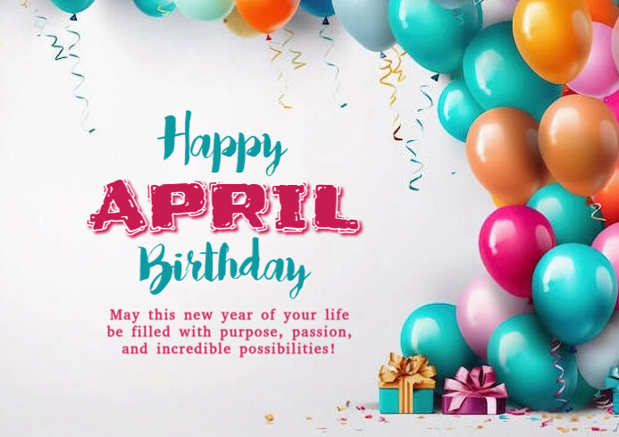 Maximalist Happy April Birthdays A4 Template | PosterMyWall