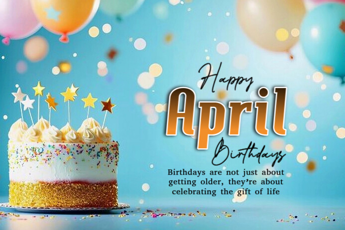 Maximalist Happy April Birthdays Banner 4' × 6' Template | PosterMyWall