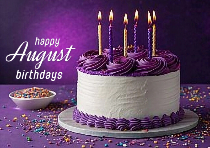 Maximalist Happy August Birthdays A4 Template | PosterMyWall