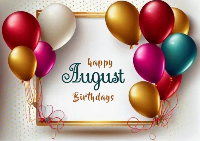 Maximalist Happy August Birthdays A4 Template | PosterMyWall