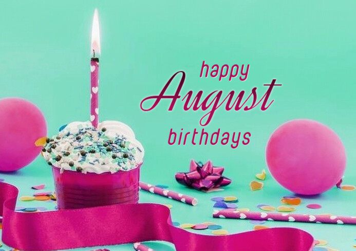Maximalist Happy August Birthdays A4 Template | PosterMyWall