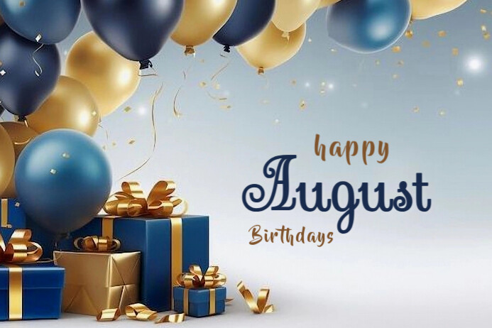 Maximalist Happy August Birthdays Banner 4' × 6' Template | PosterMyWall