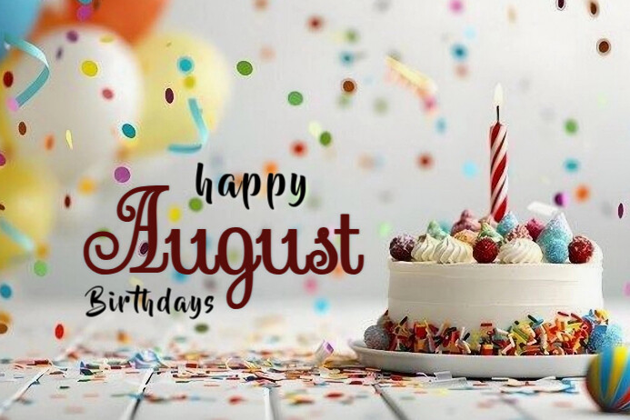 Maximalist Happy August Birthdays Banner 4' × 6' Template | PosterMyWall