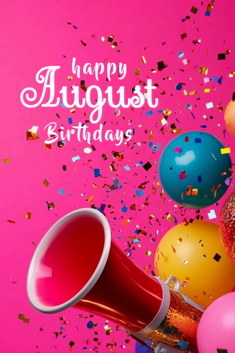 Copy of Maximalist Happy August Birthdays Banner 4' × 6' | PosterMyWall