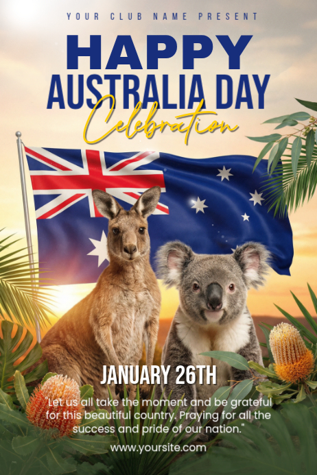 Maximalist Happy Australia Day Celebration Poster Template | PosterMyWall