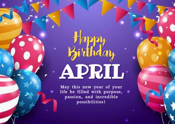 Maximalist Happy Birthday April A4 Template | PosterMyWall