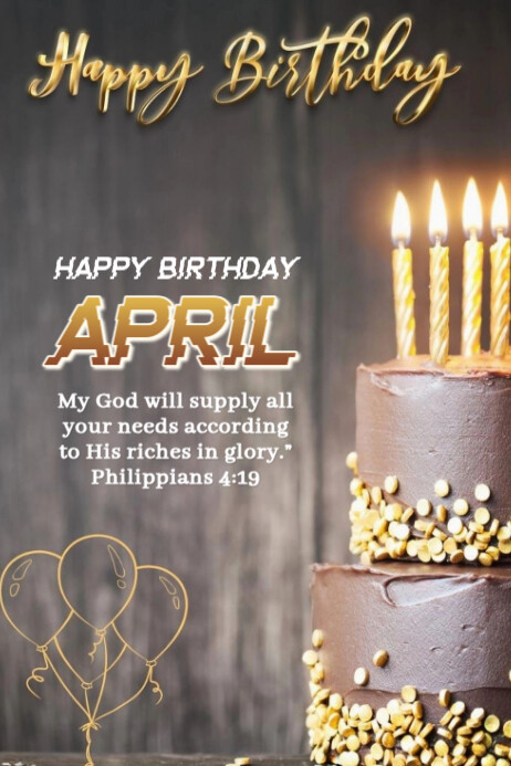 Maximalist Happy Birthday April Banner 4' × 6' Template | PosterMyWall