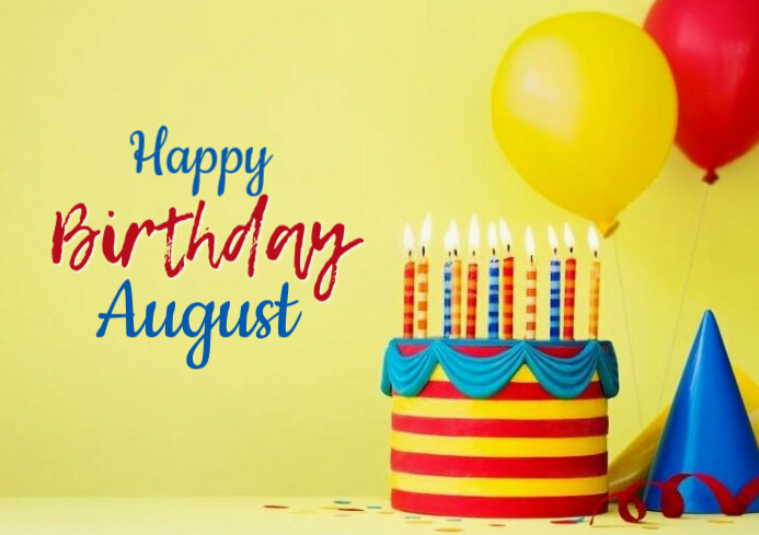Maximalist Happy Birthday August A4 Template | PosterMyWall