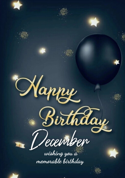Maximalist Happy Birthday December A4 Template | PosterMyWall