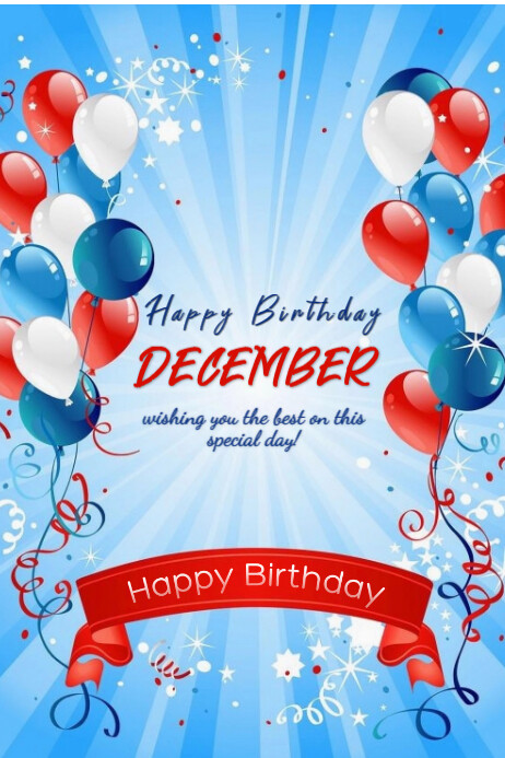 Maximalist Happy Birthday December Banner 4' × 6' Template | PosterMyWall