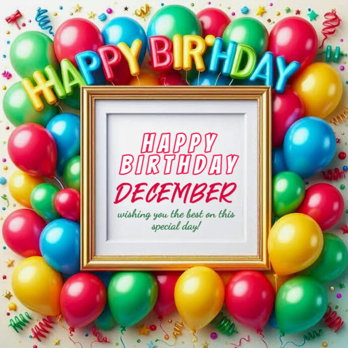Maximalist Happy Birthday December Instagram Post Template | PosterMyWall
