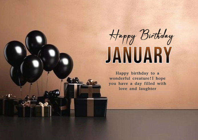 Maximalist Happy Birthday January A4 Template | PosterMyWall