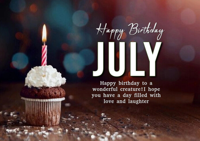 Maximalist Happy Birthday July A4 Template | PosterMyWall