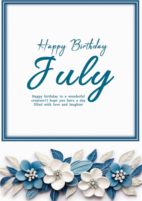 Maximalist Happy Birthday July A4 Template | PosterMyWall
