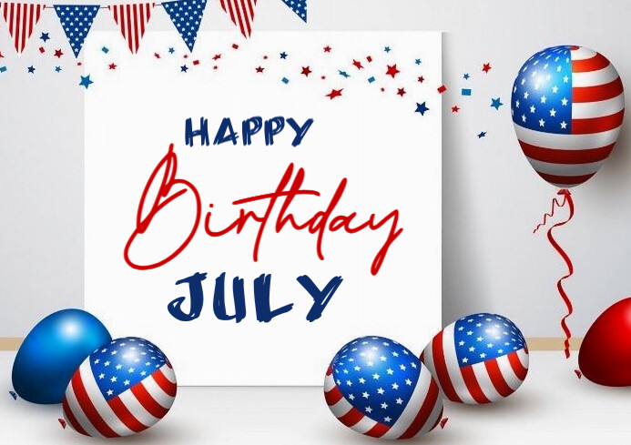 Maximalist Happy Birthday July A4 Template | PosterMyWall