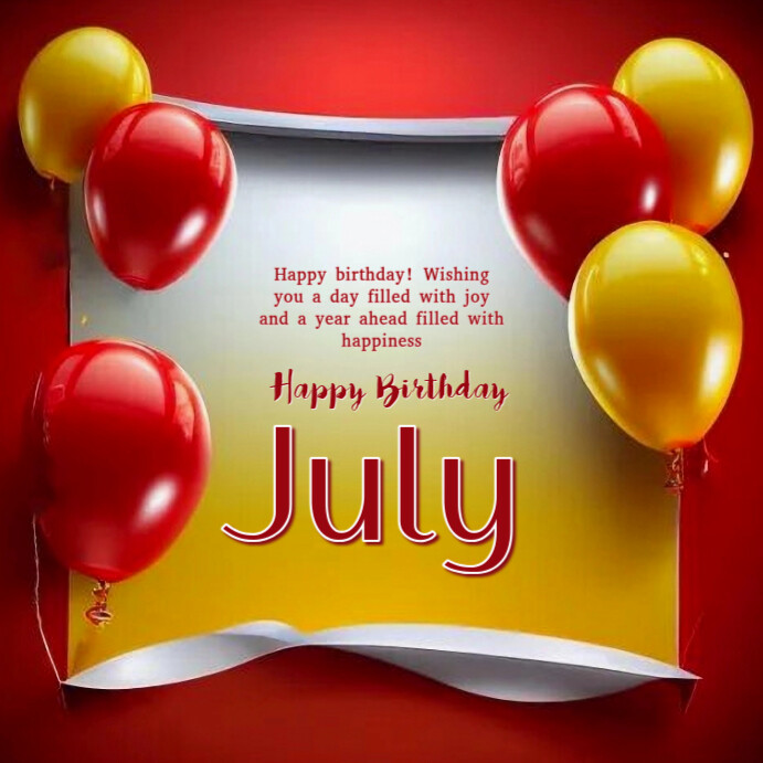 Maximalist Happy Birthday July Instagram Post Template | PosterMyWall