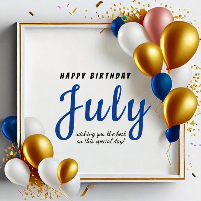 Maximalist Happy Birthday July Instagram Post Template | PosterMyWall