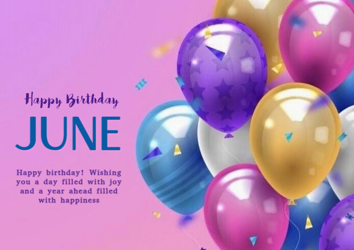Maximalist Happy Birthday June A4 Template | PosterMyWall