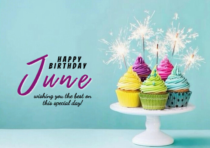 Maximalist Happy Birthday June A4 Templat | PosterMyWall
